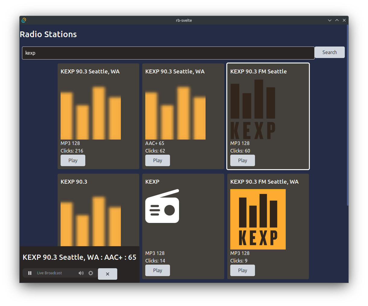 GitHub - kaesluder/radiogaga: A stand-alone streaming radio player created with tauri and sveltekit.